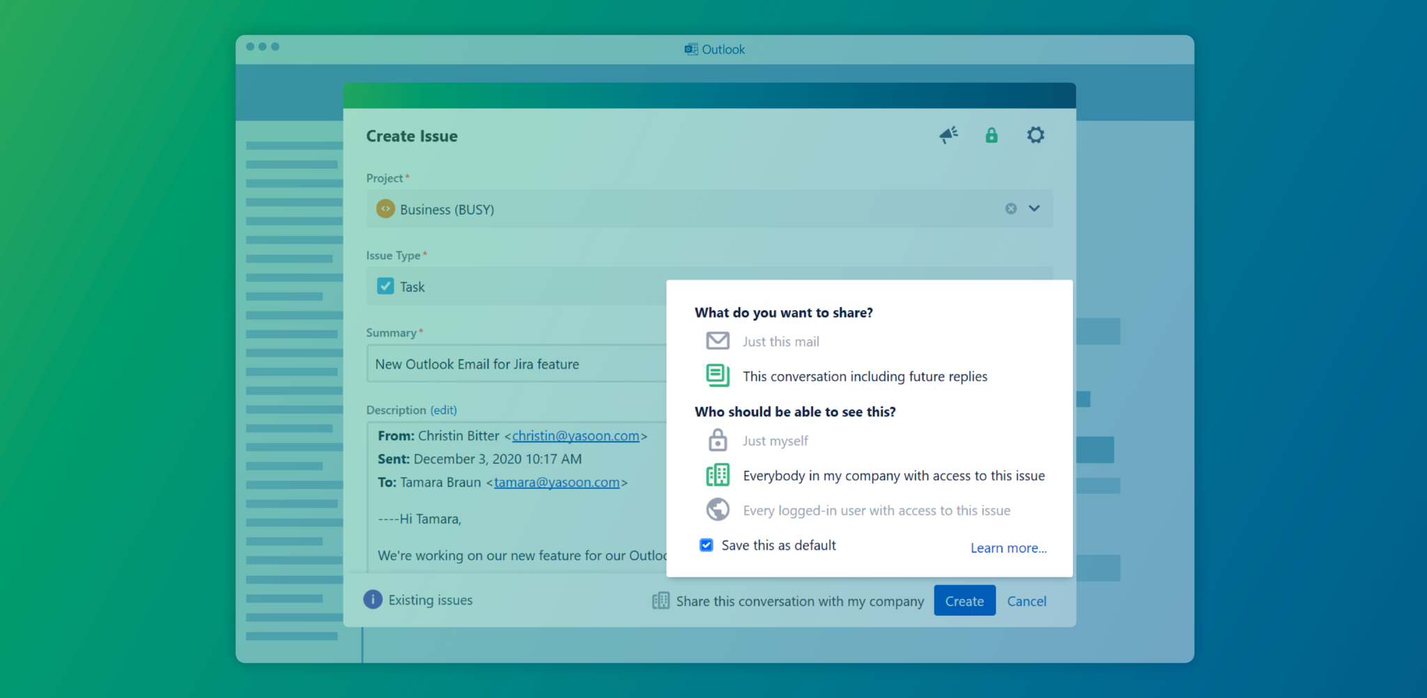 Outlook Email for Jira - yasoon