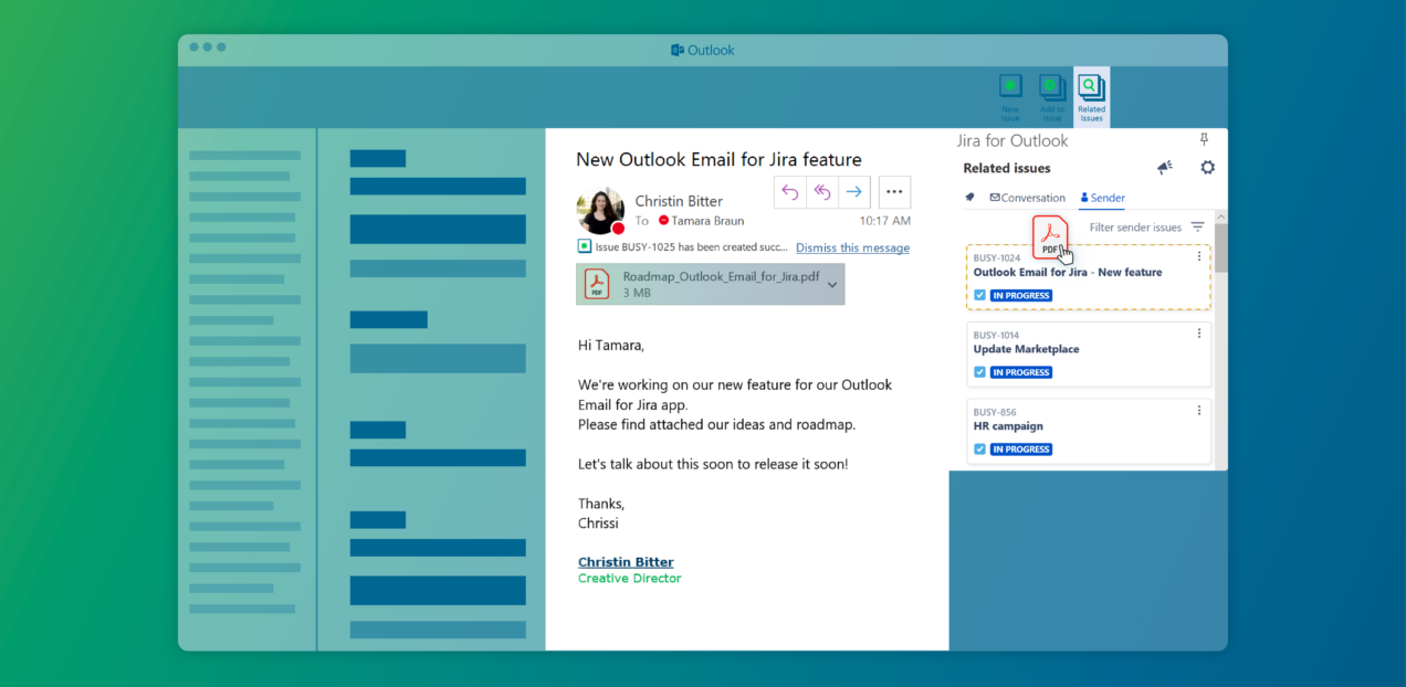 Outlook Email for Jira - yasoon