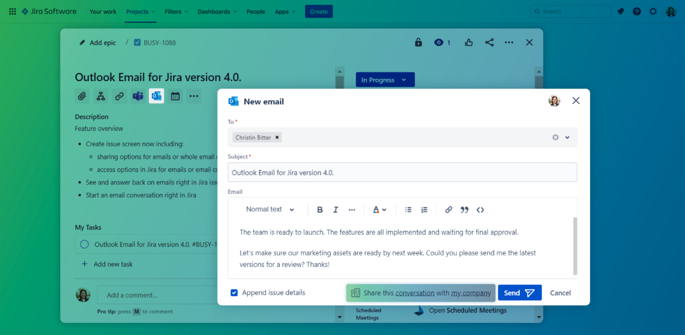 Outlook Email for Jira - yasoon