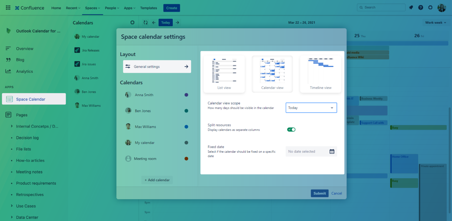 Outlook Calendars for Confluence – what your team needs - yasoon