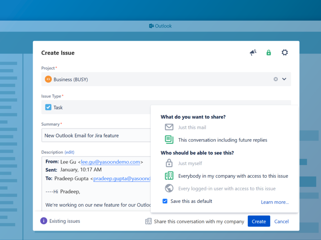 Outlook Email for Jira - yasoon